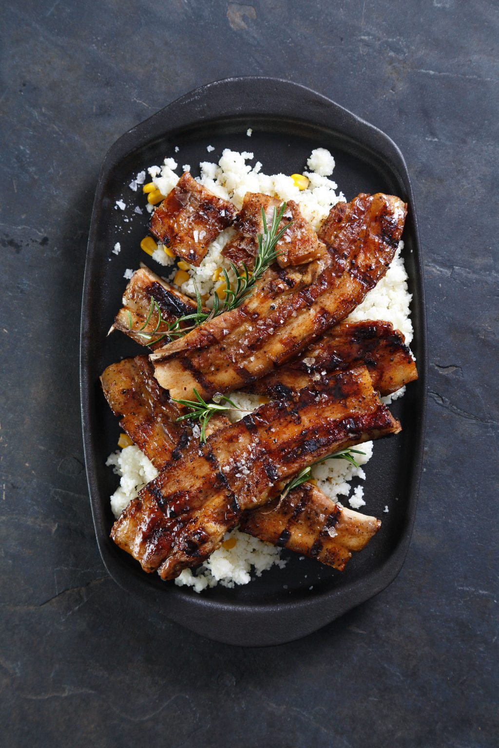 Crunchy Braaied Pork Rashers with Stiff Pap